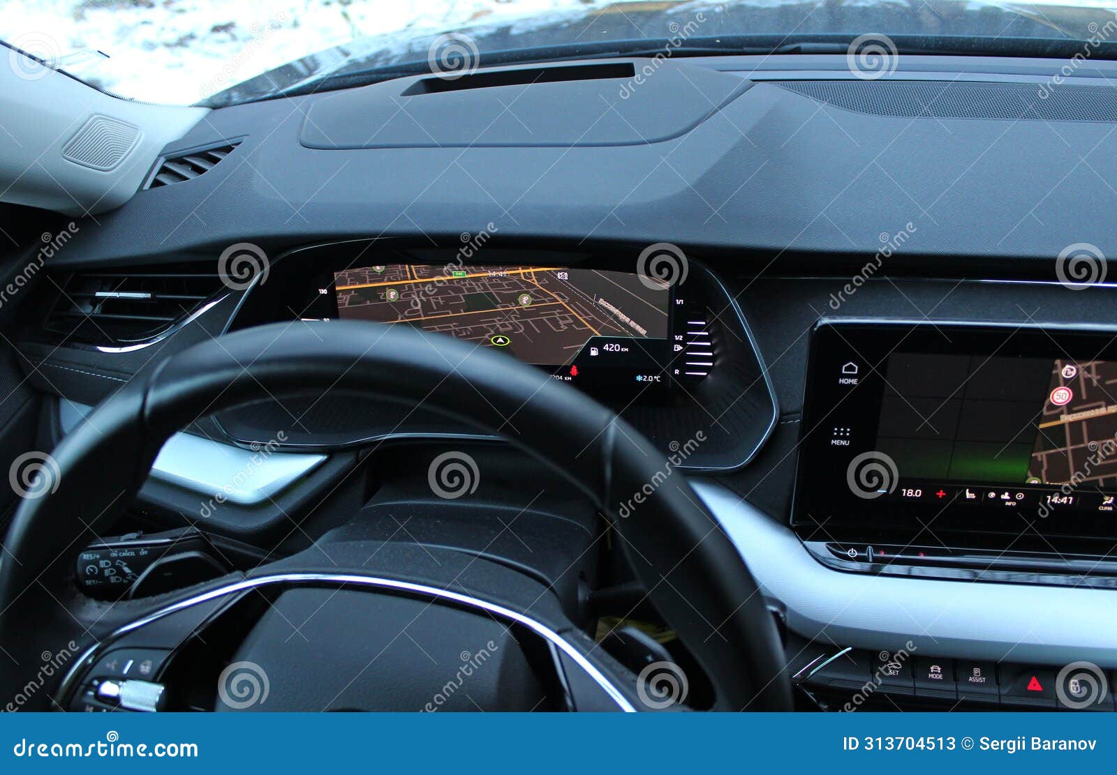 Local Street Map and Car Position Displayed on Central Part of Car ...