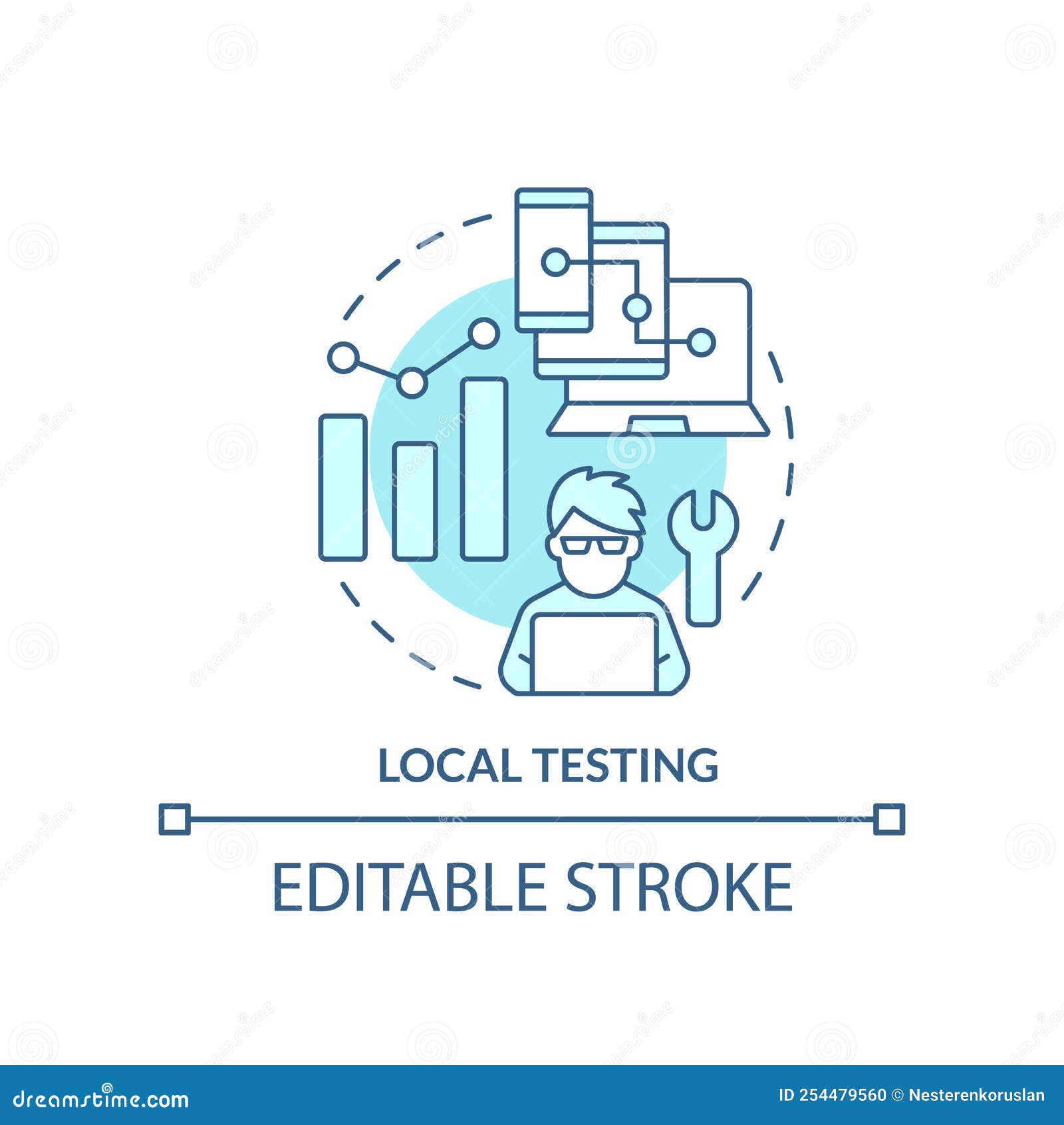 Local Testing Turquoise Concept Icon Stock Vector - Illustration of ...