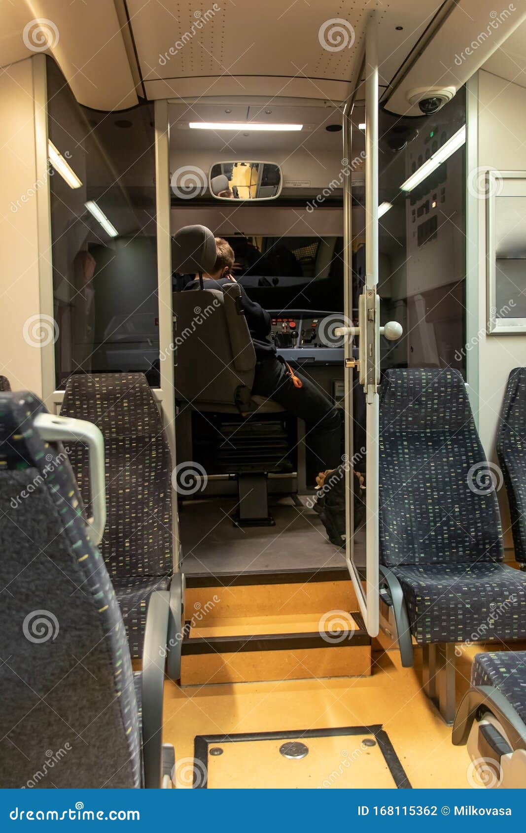 Local Train with Driver in Cab Stock Photo - Image of chair, corridor ...