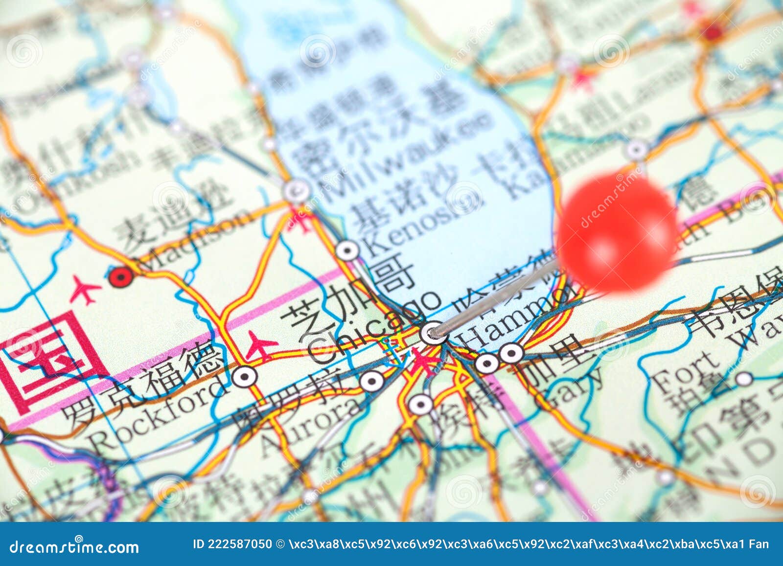 The Location of the American City Chicago on the Map Stock Photo ...