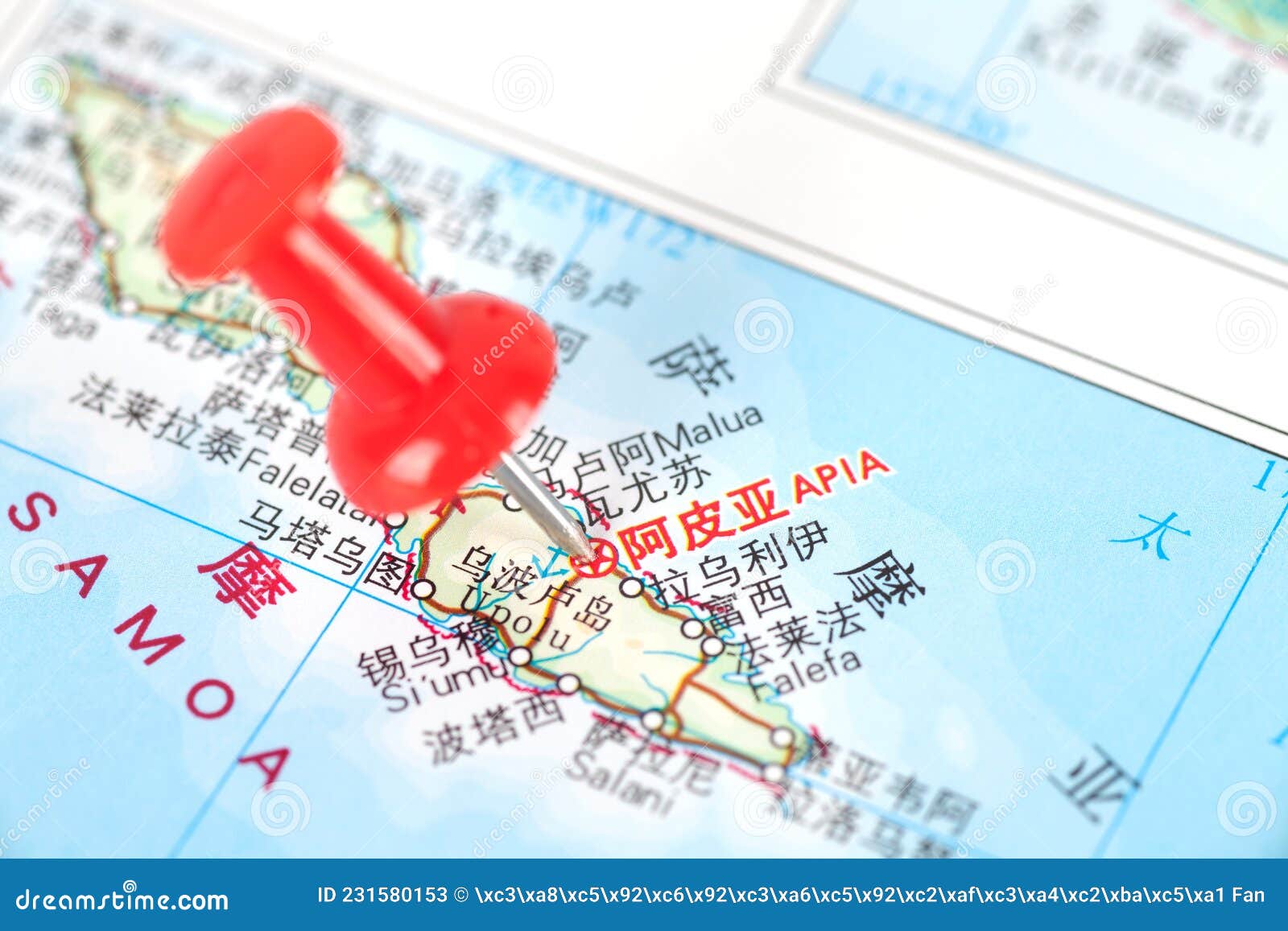 Location of Apia, the Capital of Western Samoa, on the Map Stock Image ...