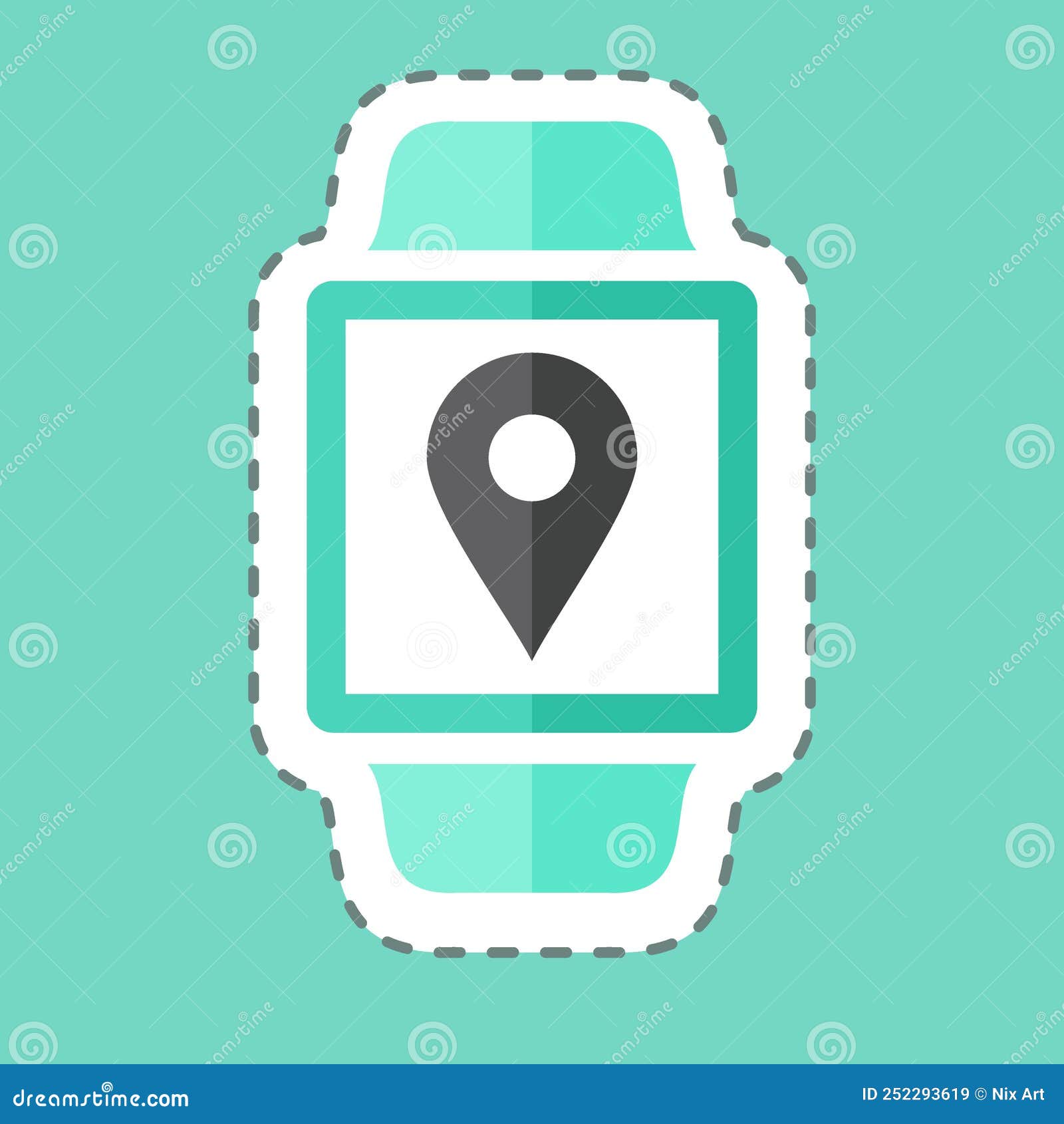 Location App Sticker in Trendy Line Cut Isolated on Blue Background ...