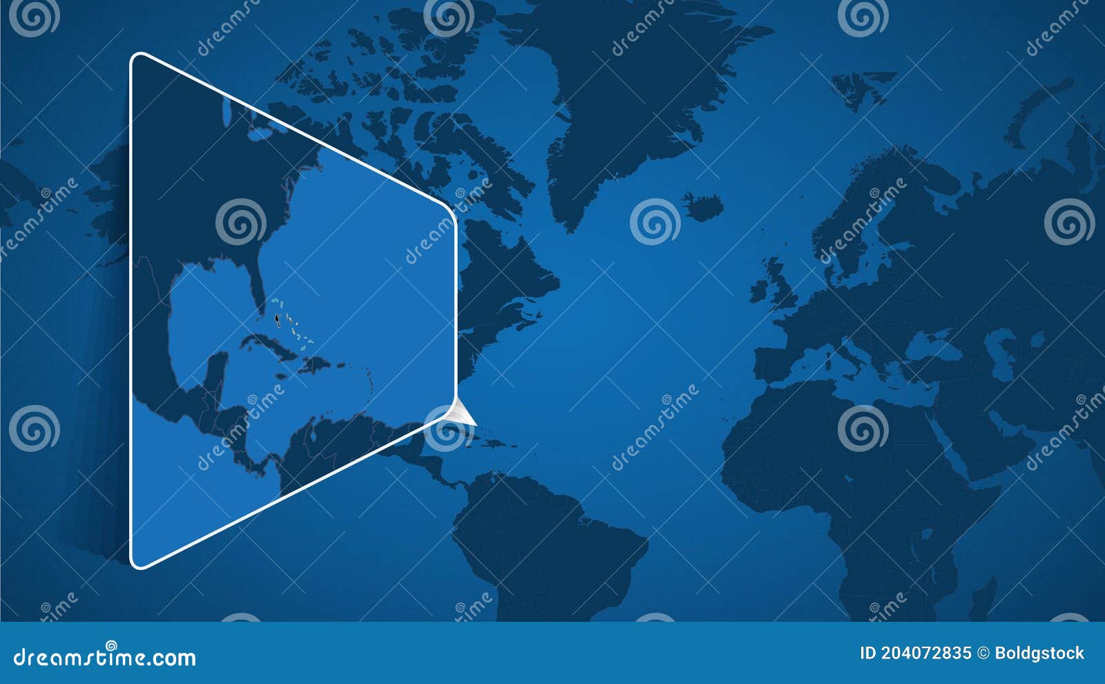 Location of the Bahamas on the World Map with Enlarged Map of the ...