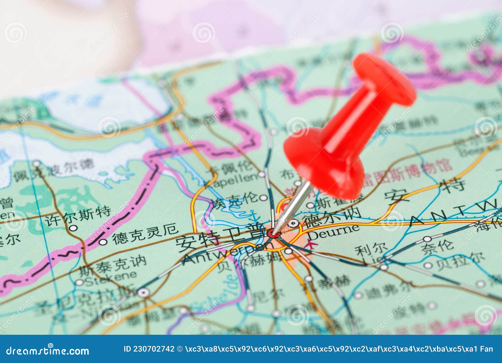 The Location of the Belgian City of Antwerp on the Map Stock Photo ...