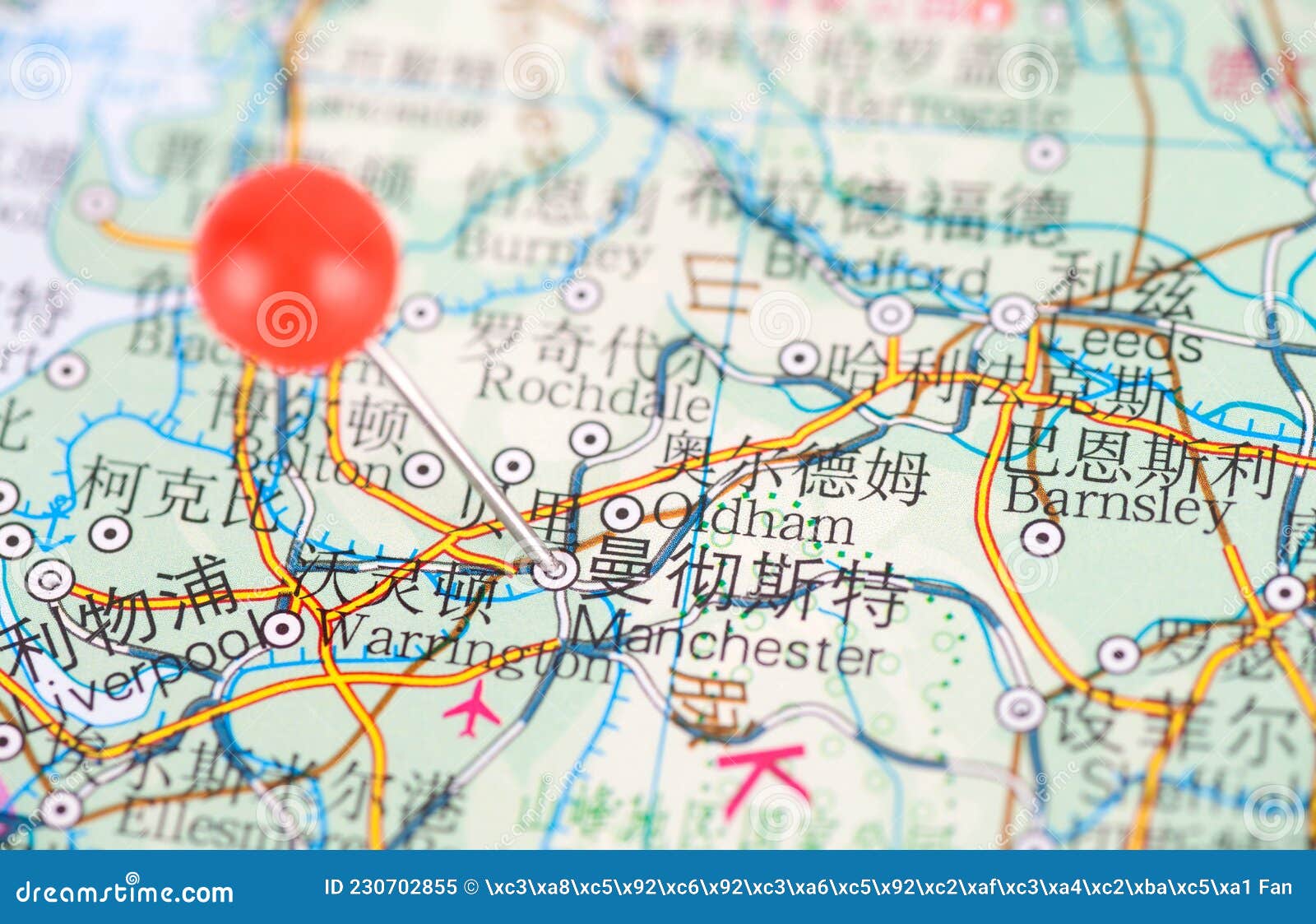 Location of the British City Manchester on the Map Stock Image - Image ...