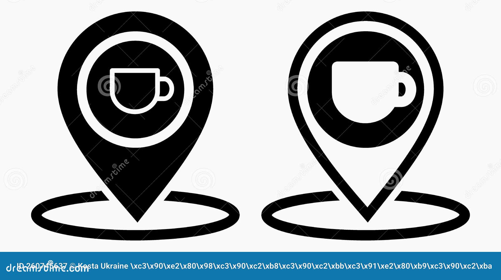 Location of the Cafe. GPS and Cup Stock Vector - Illustration of label ...