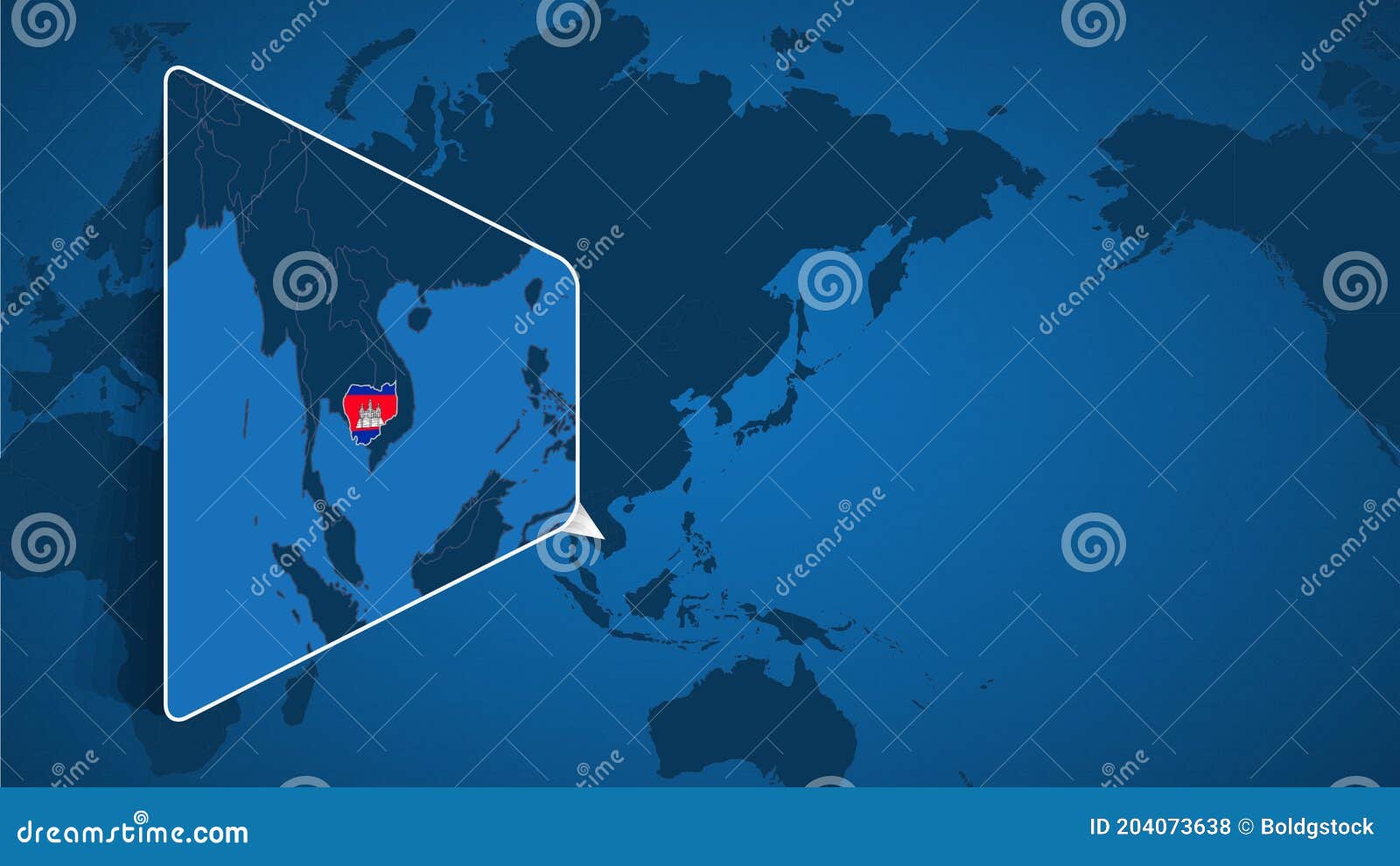 Location of Cambodia on the World Map with Enlarged Map of Cambodia ...