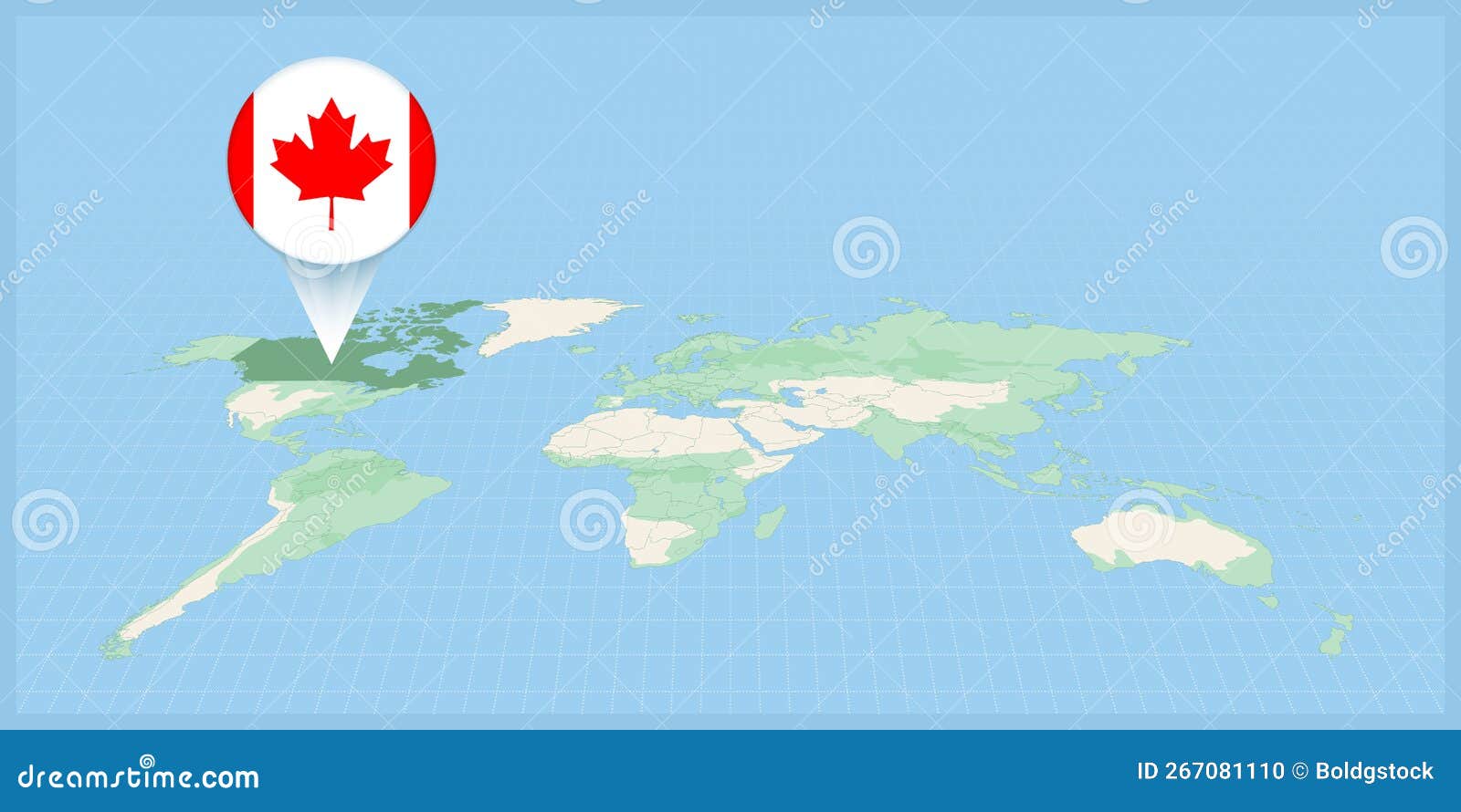 Location of Canada on the World Map, Marked with Canada Flag Pin Stock ...