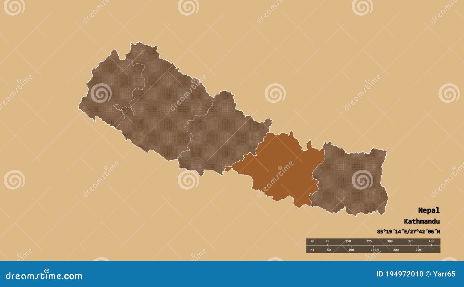 Location of Central, Development Region of Nepal,. Pattern Stock ...