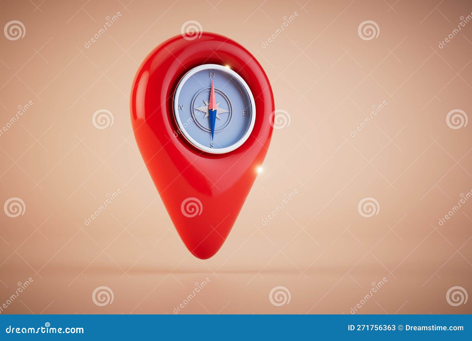 Location by Compass. a Compass Inside a Red GPS Dot on a Pastel ...
