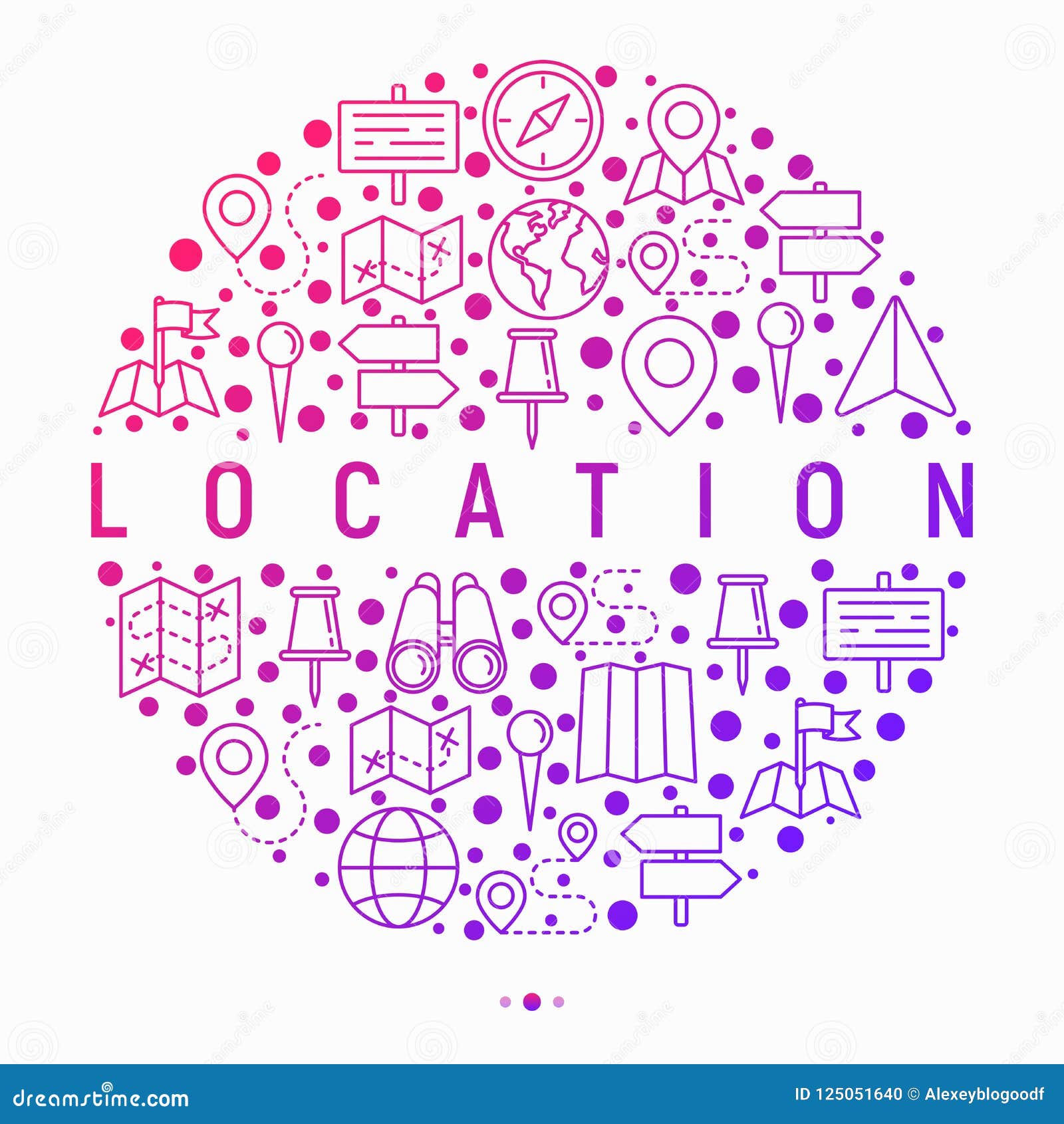 Location Concept in Circle with Thin Line Icons Stock Vector ...