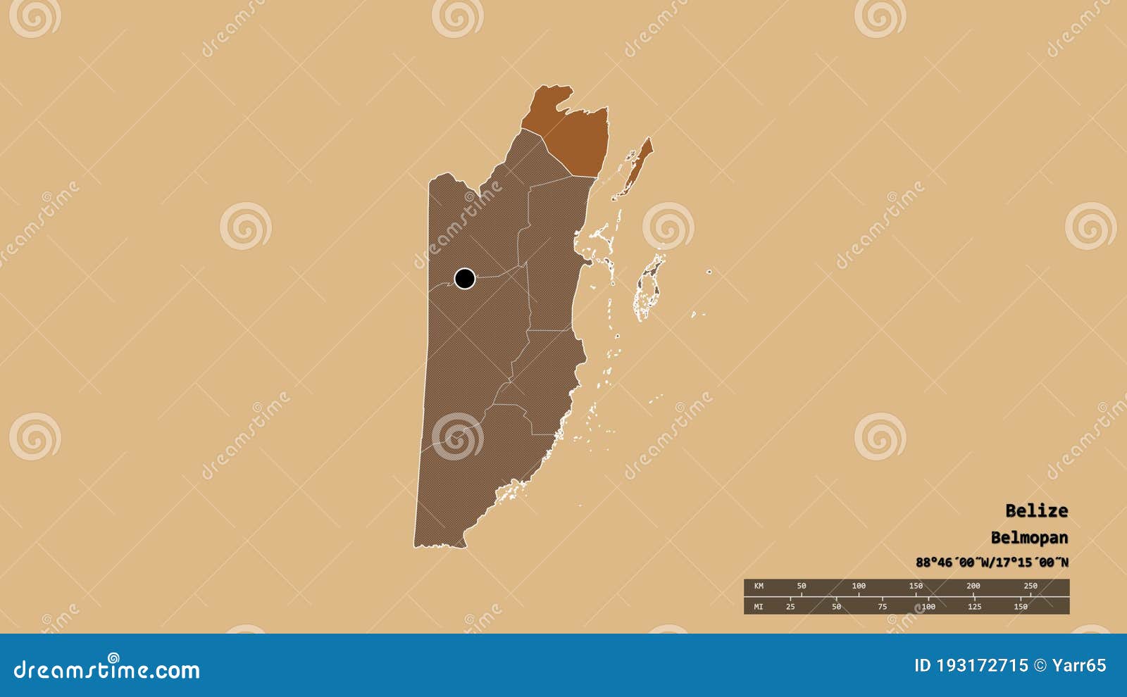 Location of Corozal, District of Belize,. Pattern Stock Illustration ...
