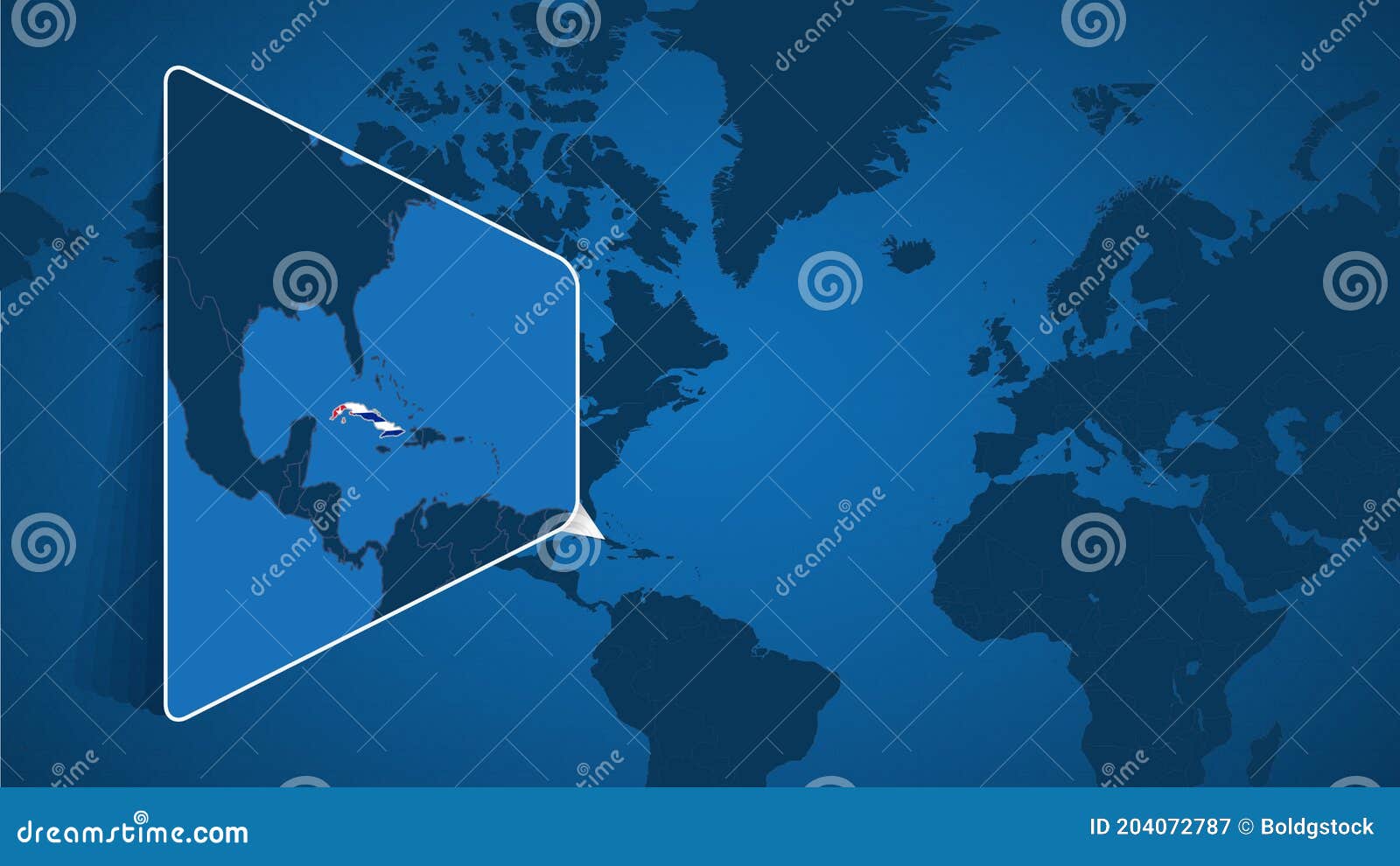 Location of Cuba on the World Map with Enlarged Map of Cuba with Flag ...