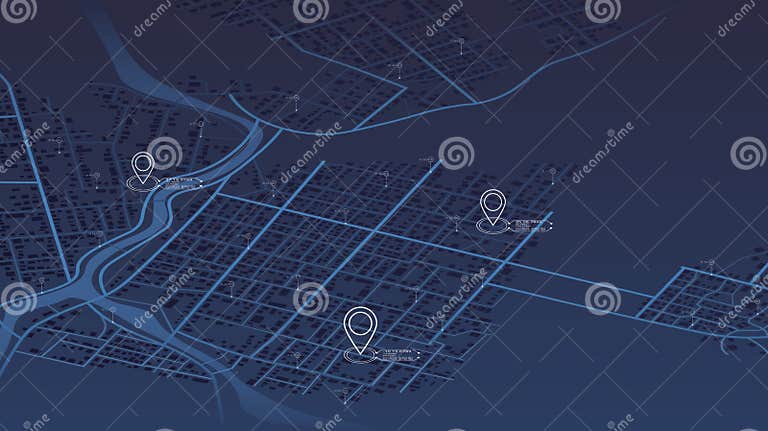Location Data on an Abstract Map. Designated Territories. Graphic ...