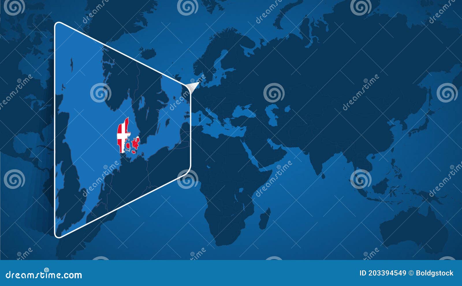 Location of Denmark on the World Map with Enlarged Map of Denmark with ...