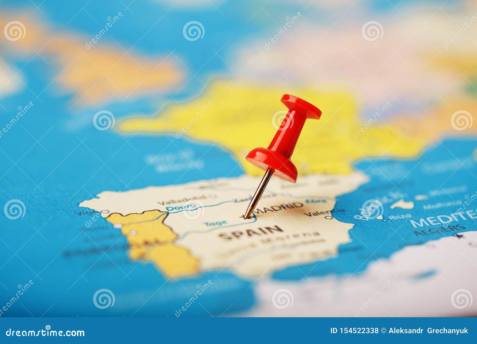 The Location of the Destination on the Map of Spain is Indicated by a ...