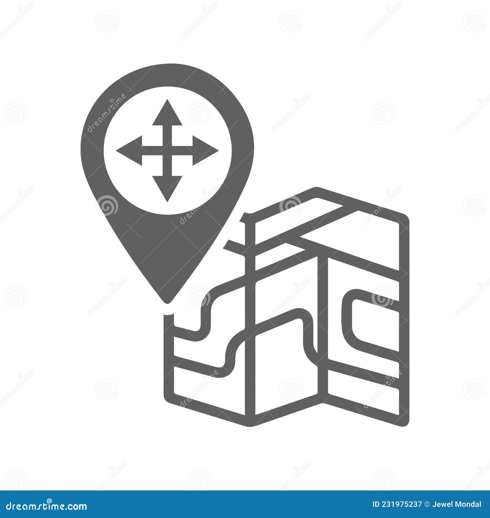 Location, Direction, Map Icon. Gray Vector Graphics Stock Illustration ...