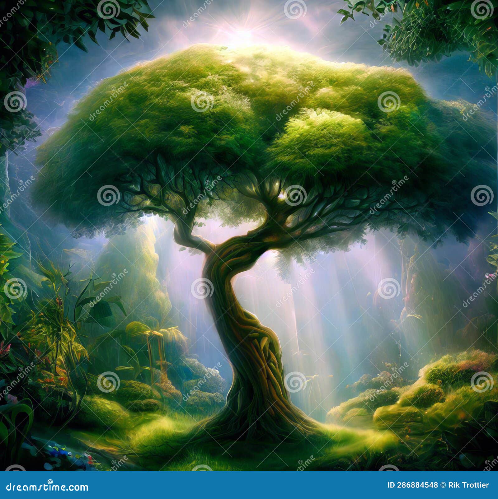 Tree of Life in the Garden of Eden Stock Illustration - Illustration of ...