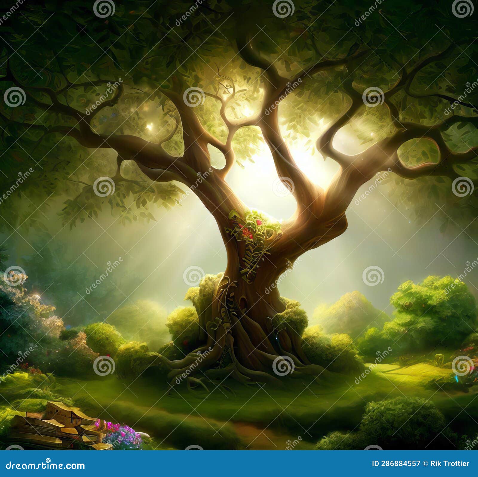 Tree of Life in the Garden of Eden Stock Illustration - Illustration of ...