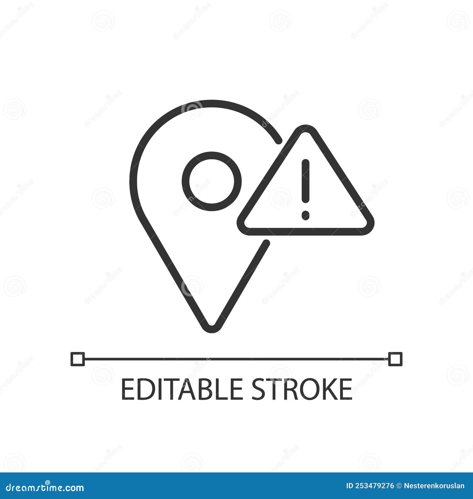 Location Error Pixel Perfect Linear Icon Stock Vector - Illustration of ...