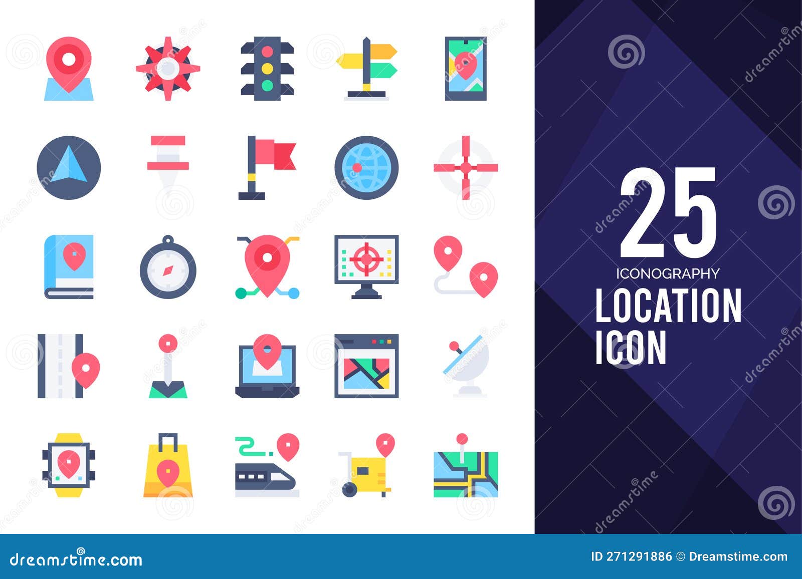 25 Location Flat Icon Pack. Vector Illustration Stock Vector ...