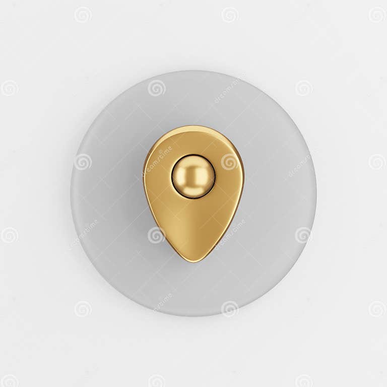 Location Gold Symbol Icon. 3d Rendering Gray Round Key Button ...