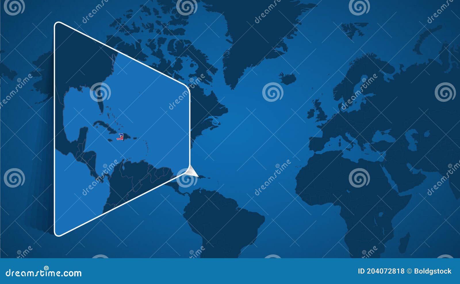 Location of Haiti on the World Map with Enlarged Map of Haiti with Flag ...