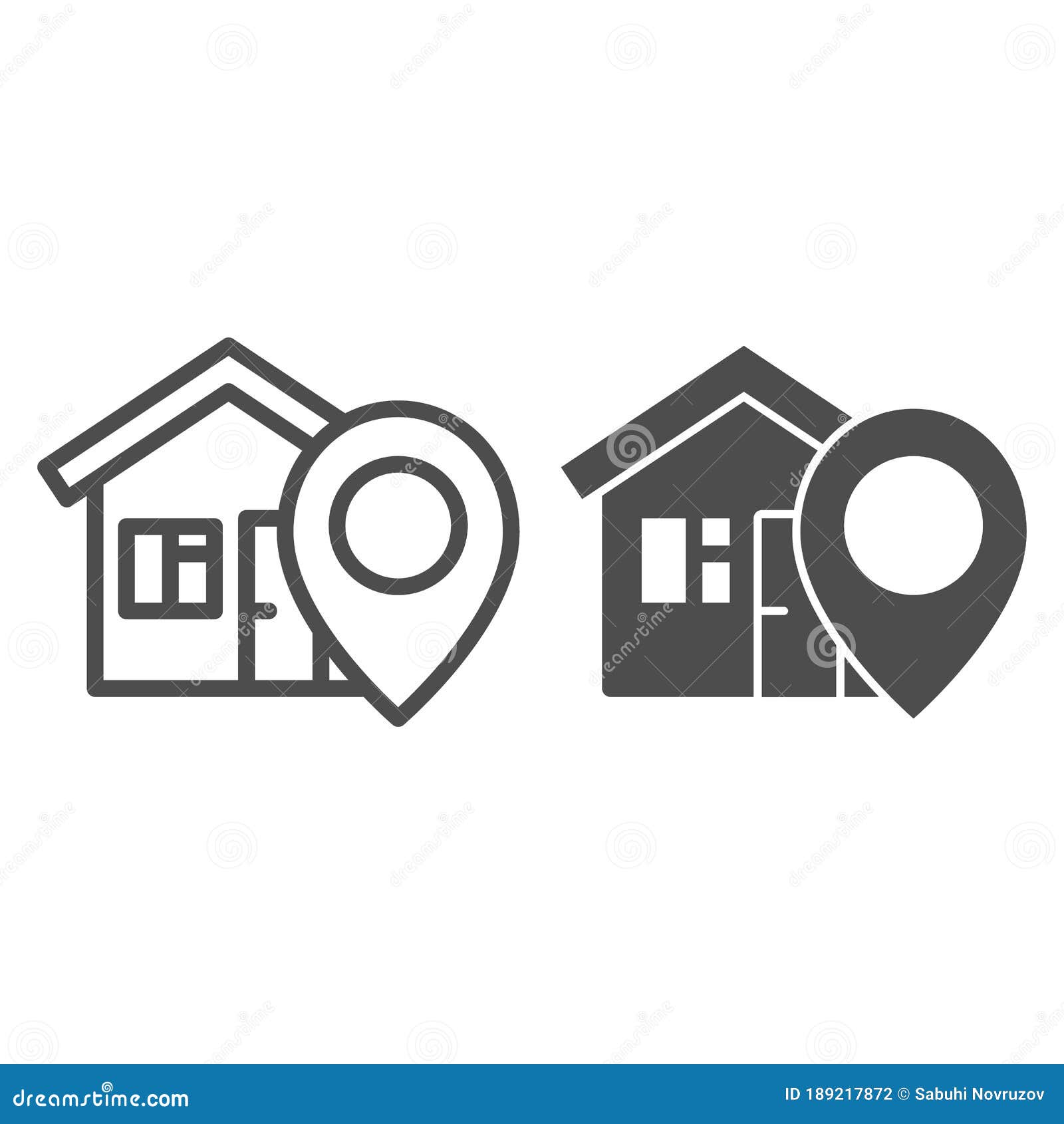 Location of House Line and Solid Icon, Navigation Concept, Home Pointer ...