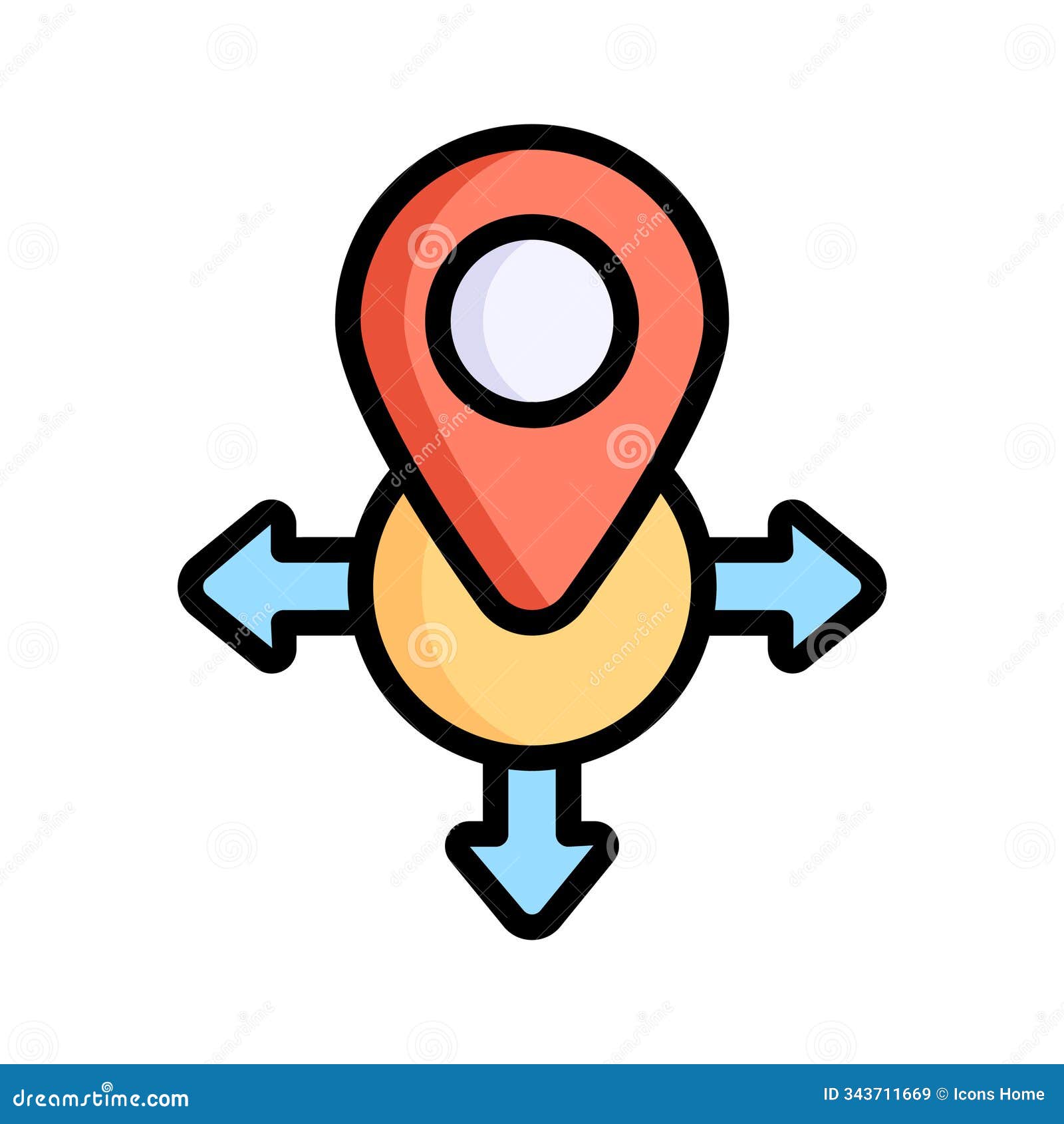 Location Icon with Arrows, Symbolizing Direction and Navigation Stock ...