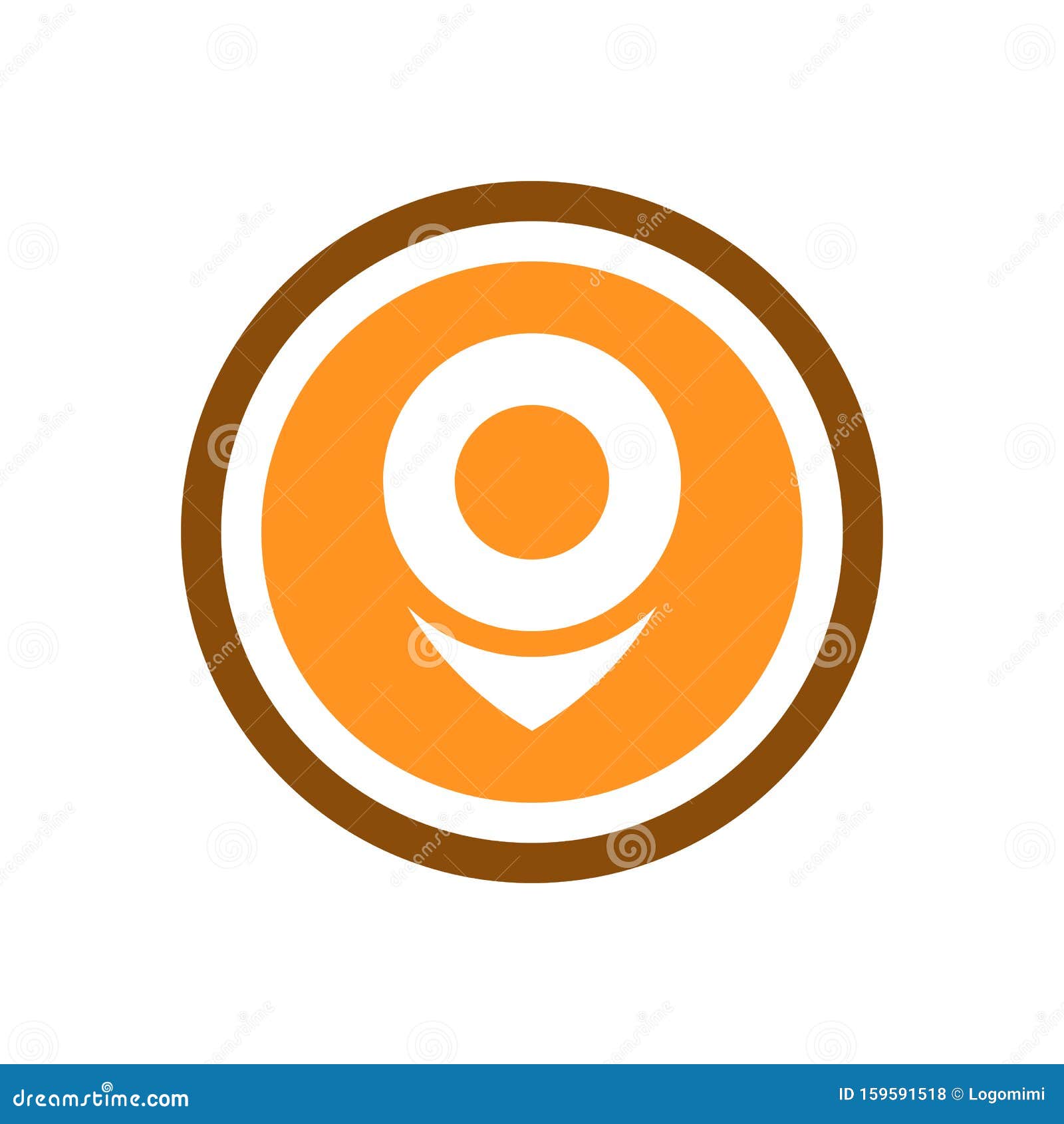 Location Icon Design. Pin Map Sign Symbol, Round Circle Shape - Vector ...