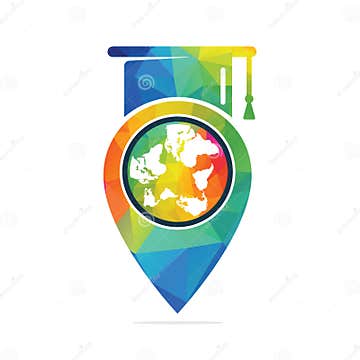 Location Icon with Educational Logo Design. Stock Vector - Illustration ...