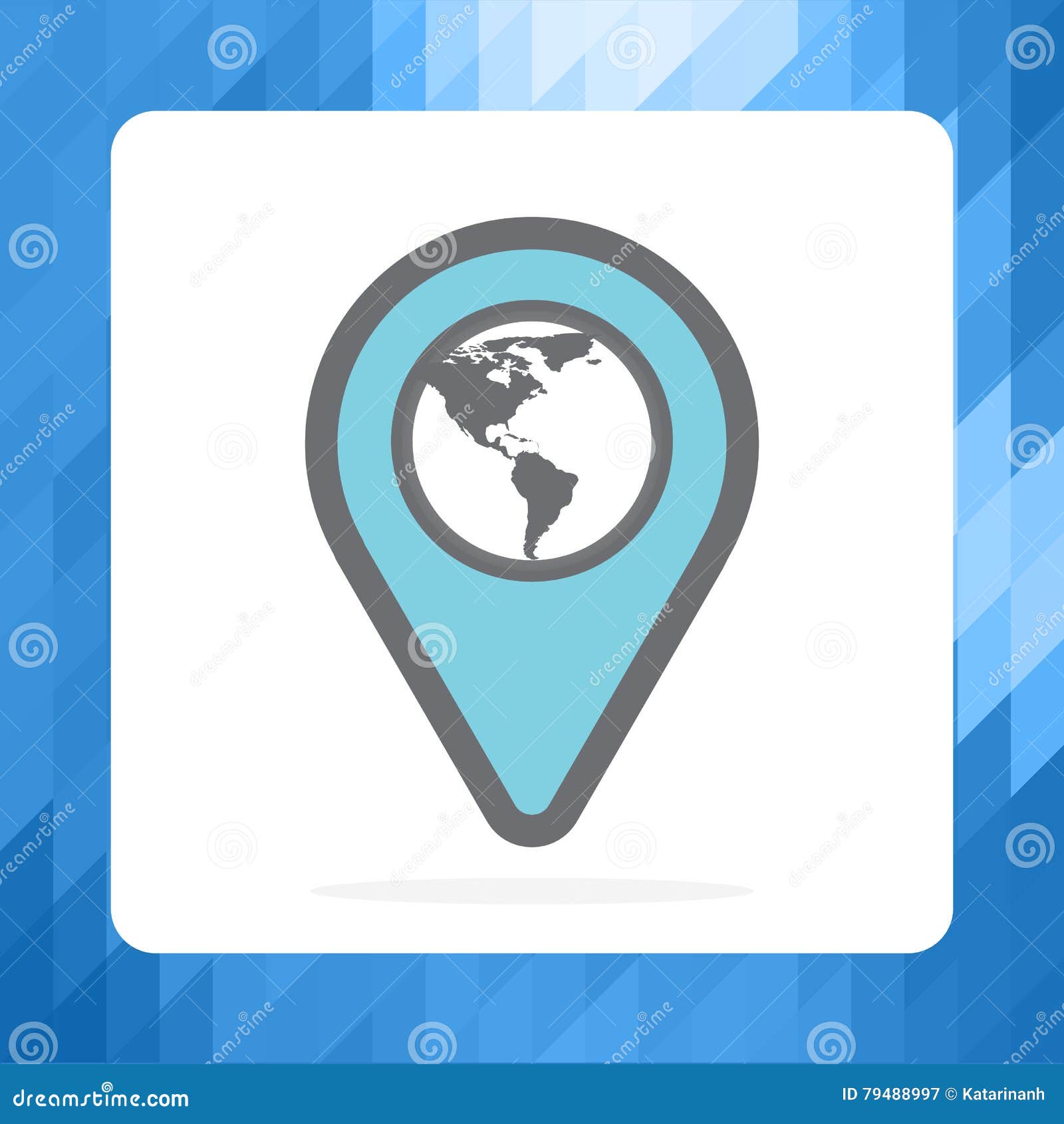 Location Icon. Location Icon And Map Of The Western Hemisphere. Cartoon ...