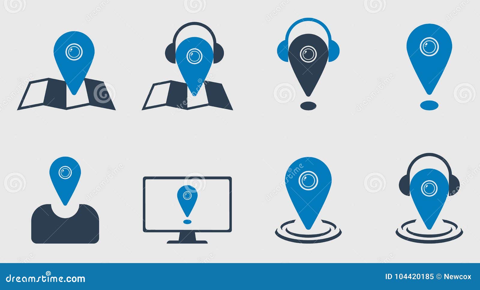 Location Icon Set Editable Vector. Stock Vector - Illustration of ...