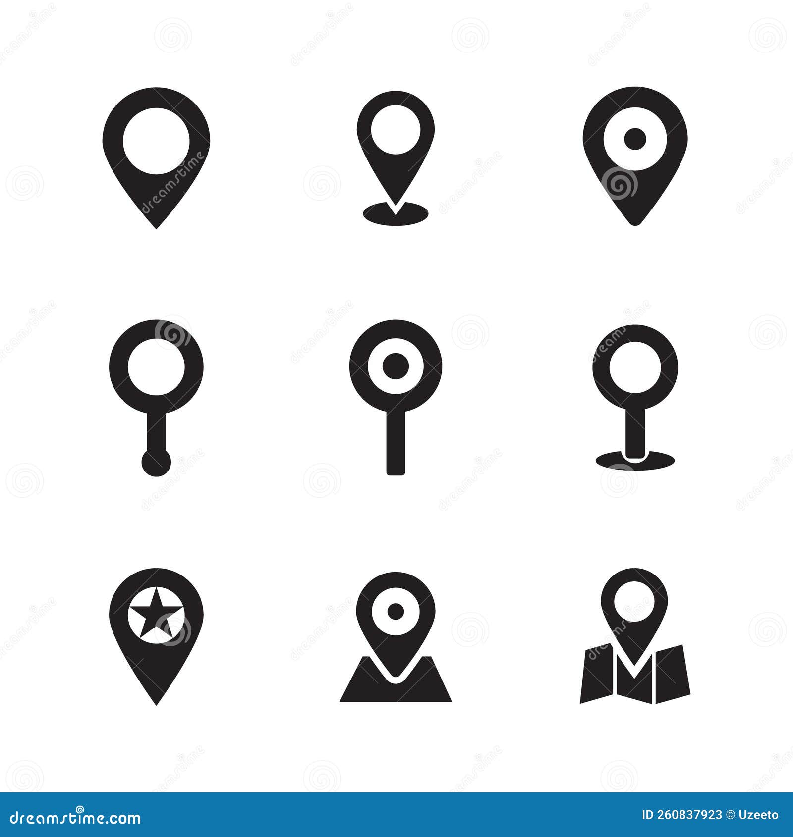 Location Icon Set Pictogram Style Stock Vector - Illustration of ...