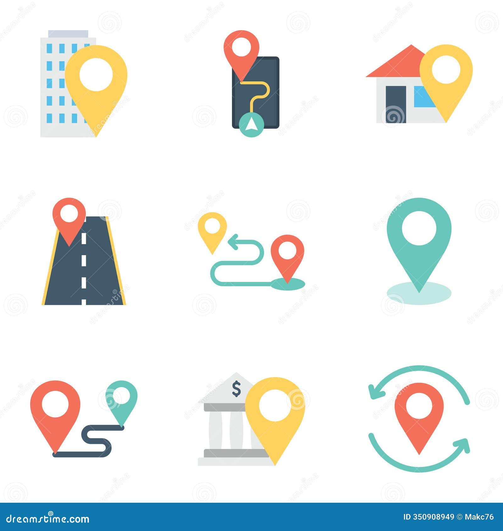 Location Icons Set Navigation Route Map Pointer Stock Illustration Illustration Of Tracking