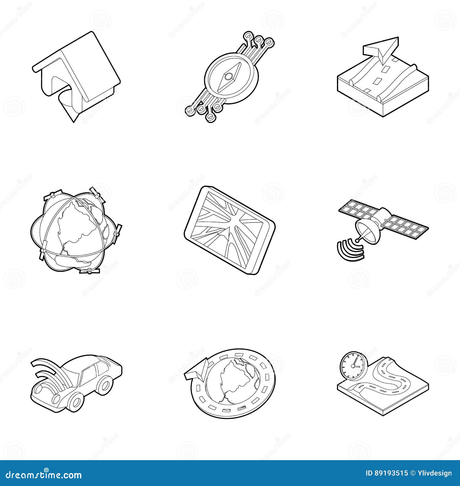 Location Icons Set, Outline Style Stock Vector - Illustration of place ...