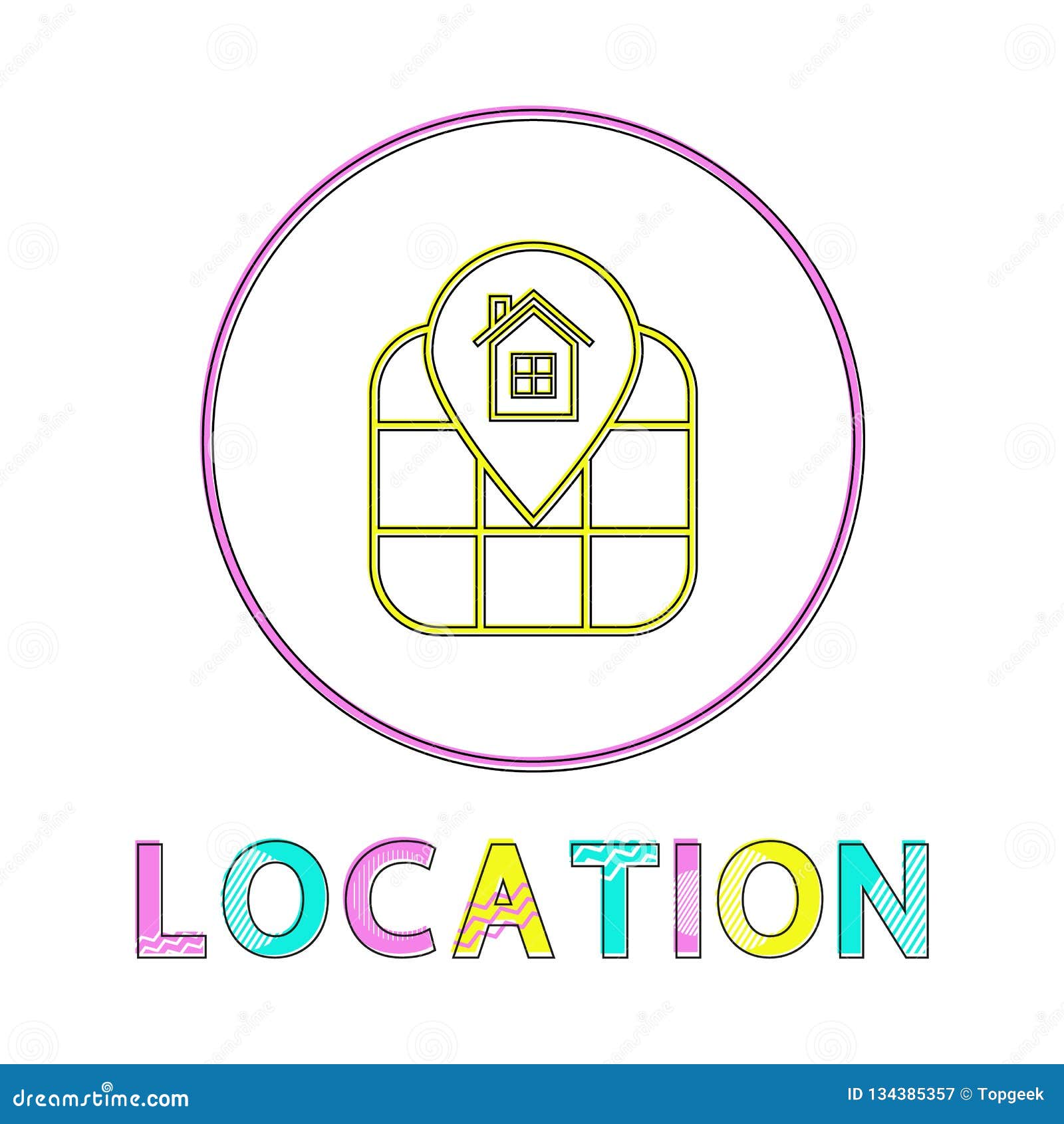 Location Identification Service Linear Round Icon Stock Vector ...