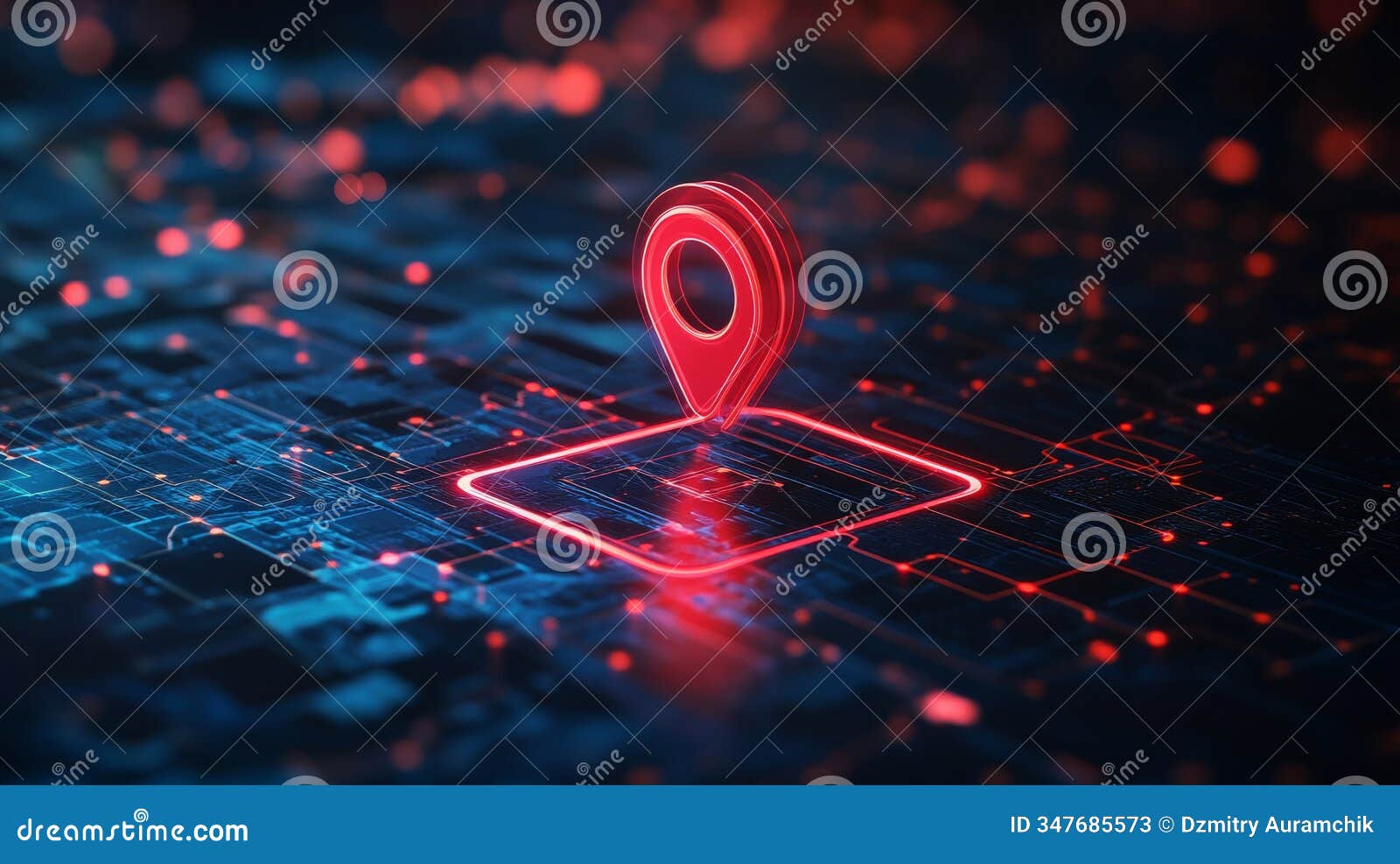 A Location Indicator on a Sophisticated Digital Map. Stock Image ...