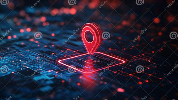 A Location Indicator on a Sophisticated Digital Map. Stock Image ...