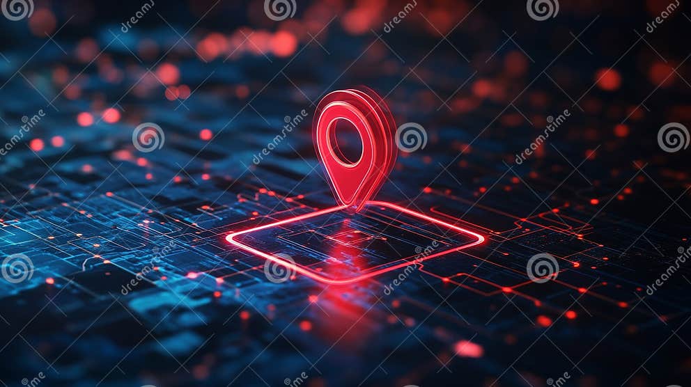 A Location Indicator on a Sophisticated Digital Map. Stock Image ...