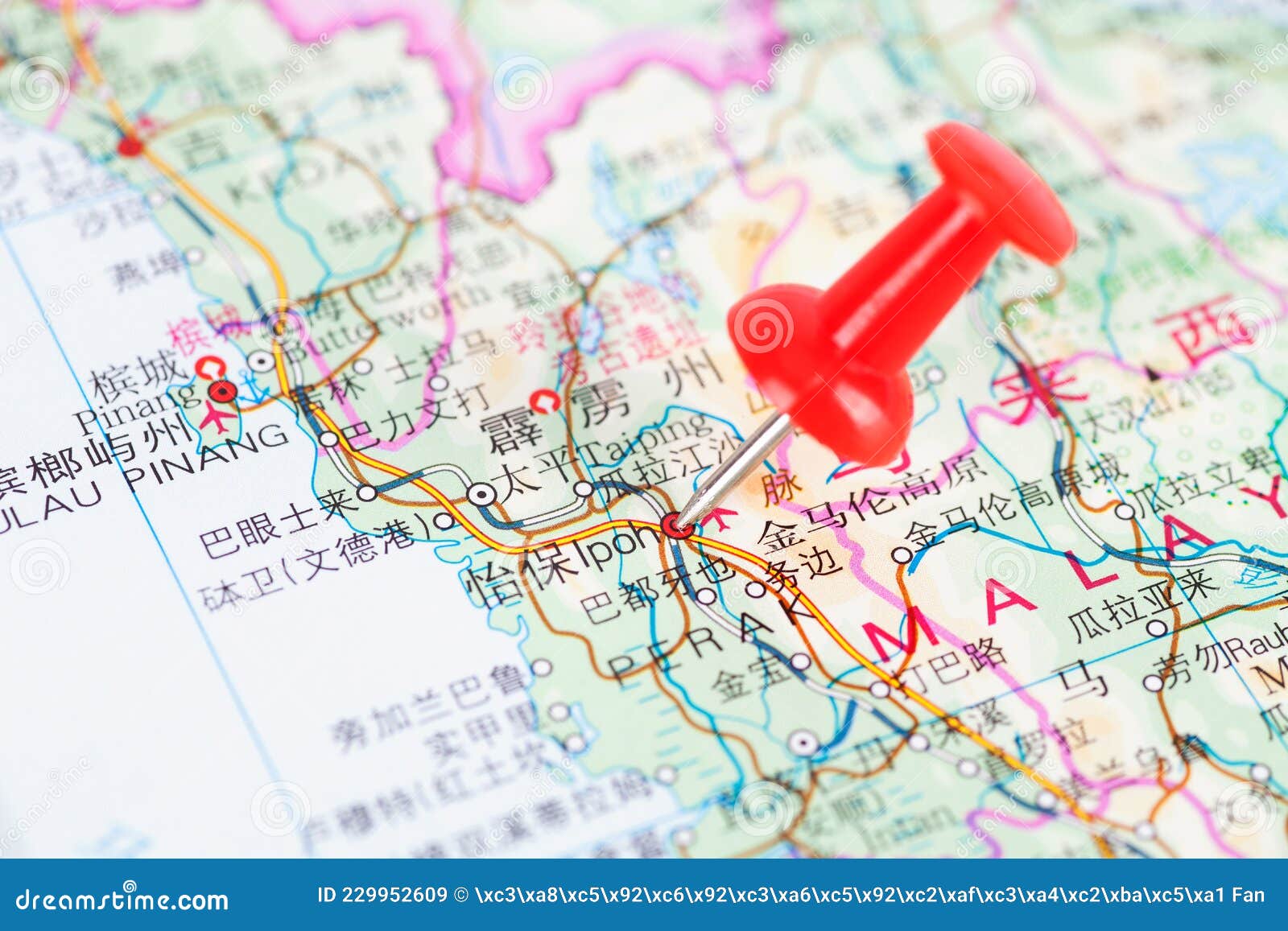 Location of Ipoh on the Map Stock Image - Image of route, destination ...