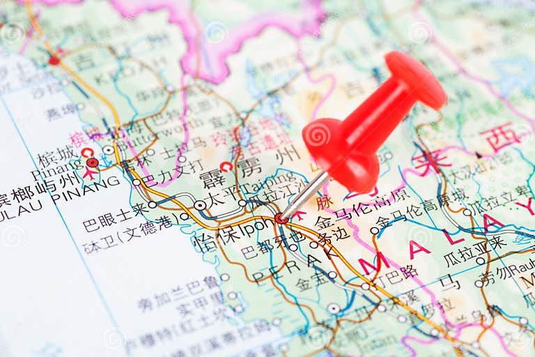 Location of Ipoh on the Map Stock Image - Image of route, destination ...