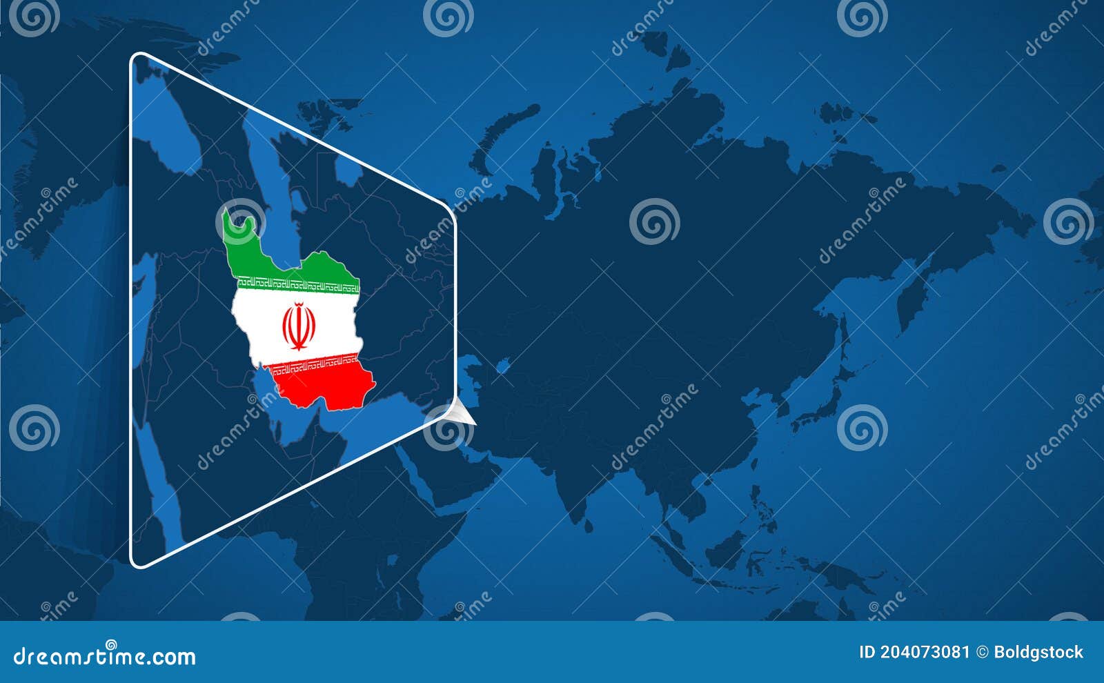 Location of Iran on the World Map with Enlarged Map of Iran with Flag ...