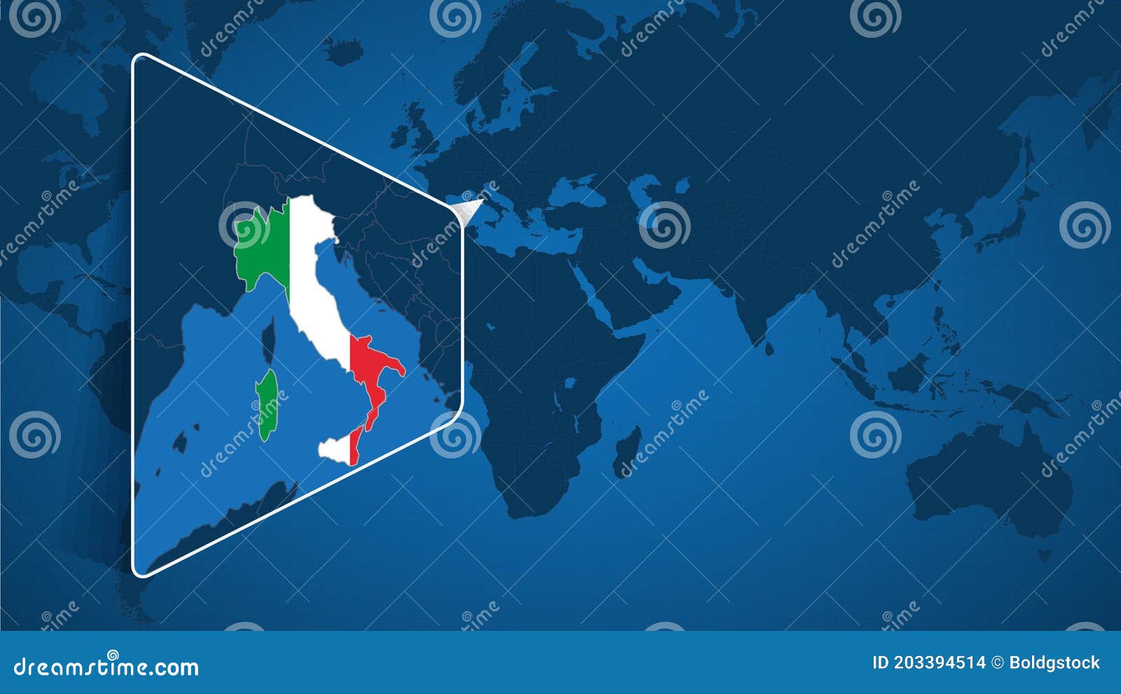 Location Of Italy On The World Map With Enlarged Map Of Italy With Flag ...