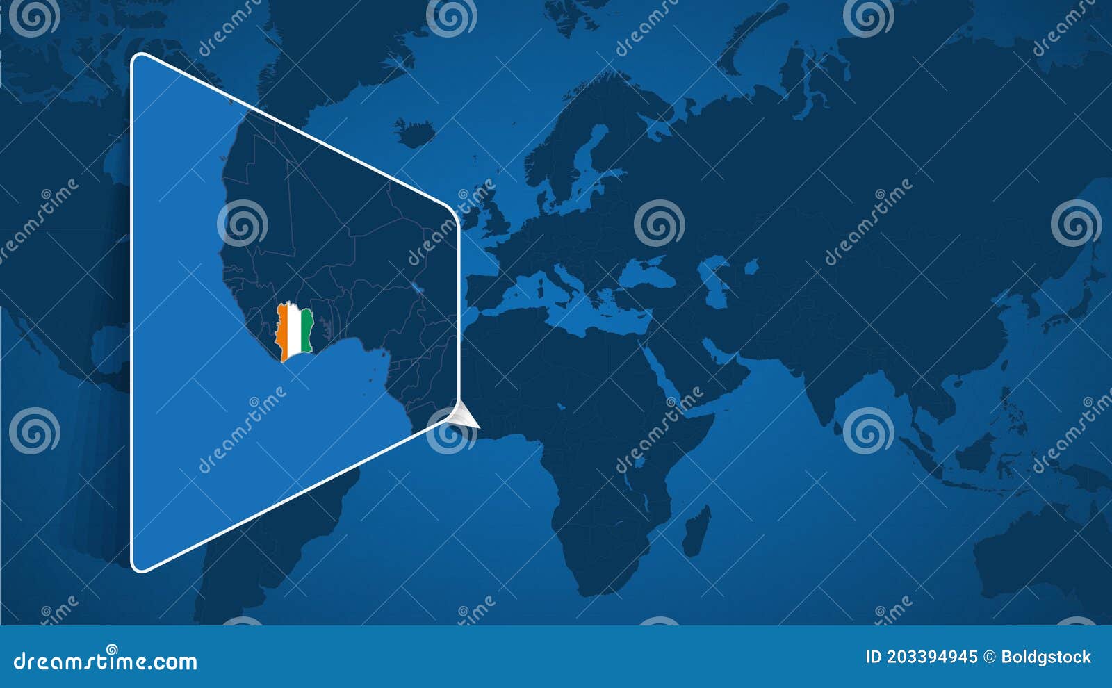 Location of Ivory Coast on the World Map with Enlarged Map of Ivory ...
