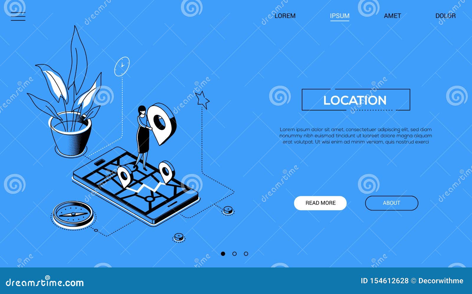 Location - Line Design Style Isometric Web Banner Stock Vector ...