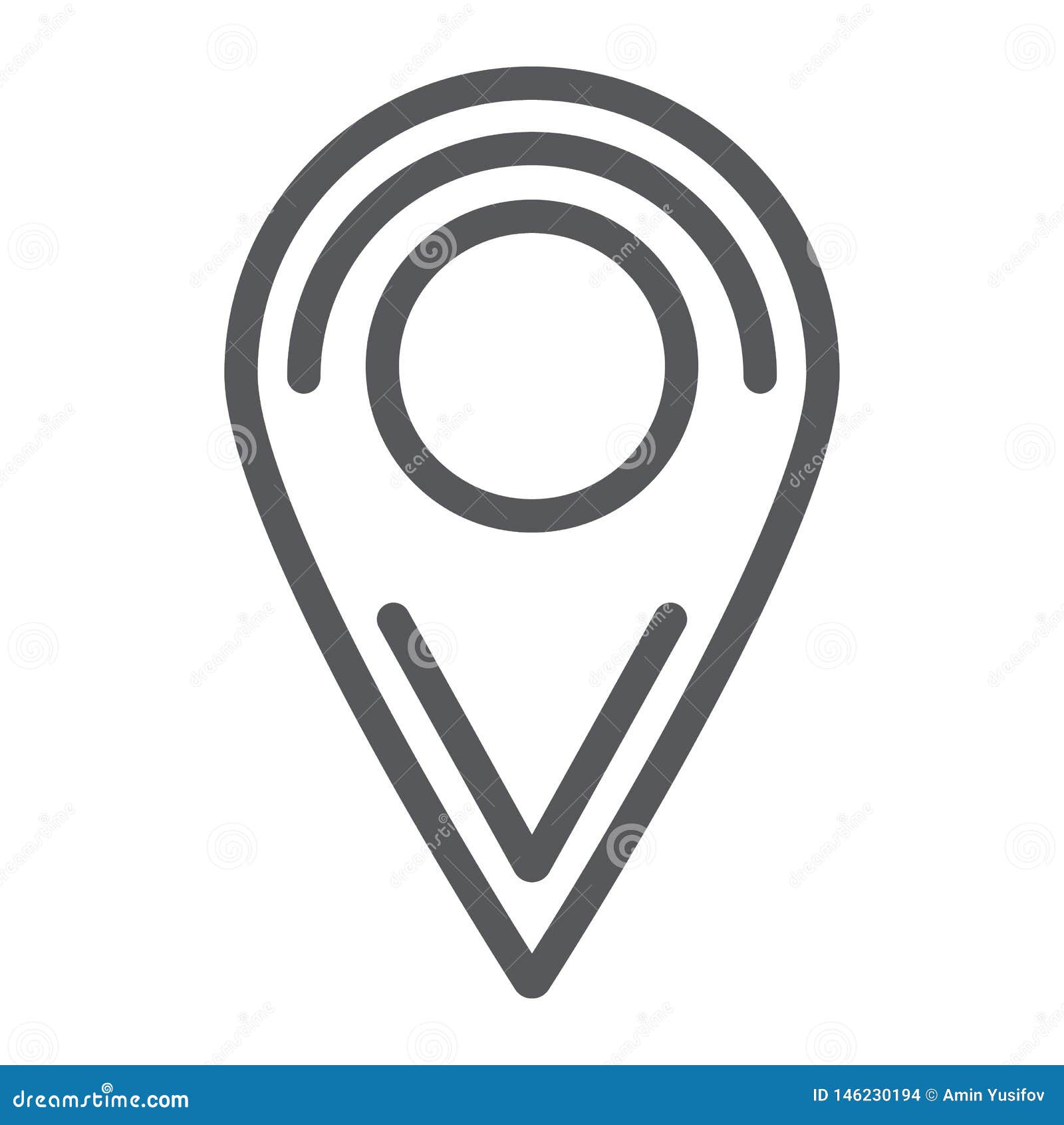 Location Line Icon, Pin and Navigation, Map Marker Sign, Vector ...
