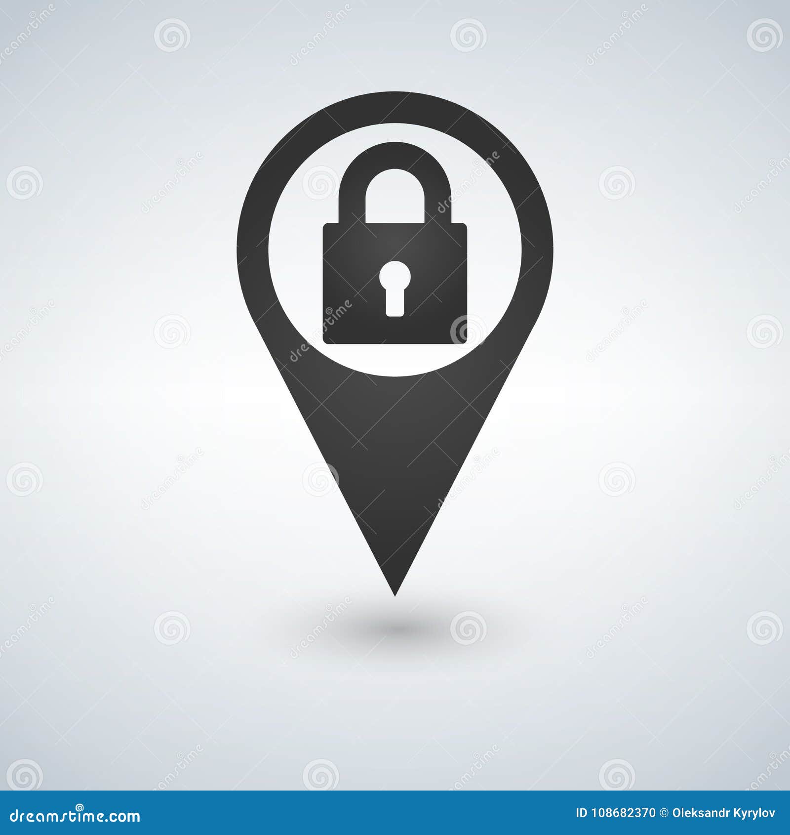 Location Lock Marker Pin Point Position Secure Icon. Stock Illustration ...