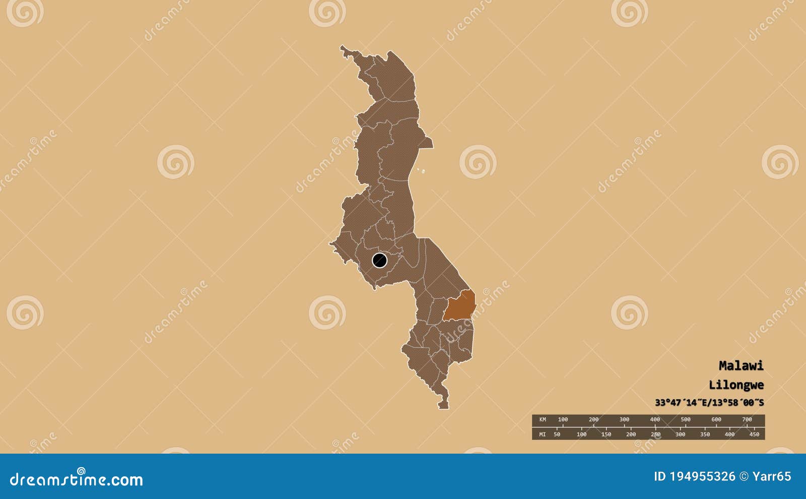 Location of Machinga, District of Malawi,. Pattern Stock Illustration ...