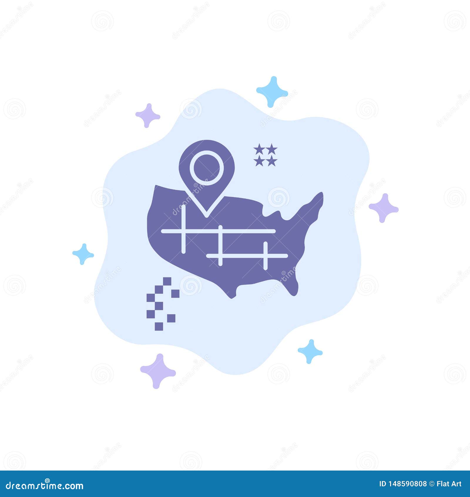 Location, Map, American Blue Icon on Abstract Cloud Background Stock ...